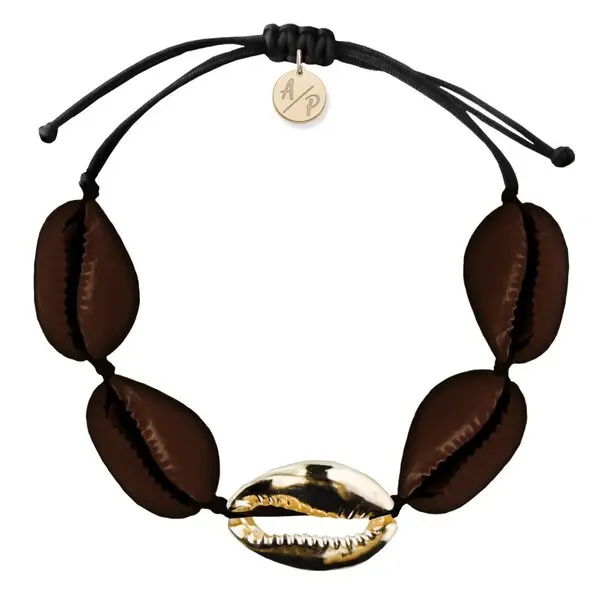 ADRIANA PAPPAS DESIGNS Sleek Shells Bracelet Shiny Gold Plated - Brown