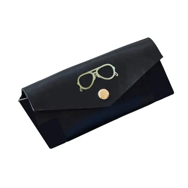VIDA VIDA Leather Glasses Case Glasses Gold Embossed - Black