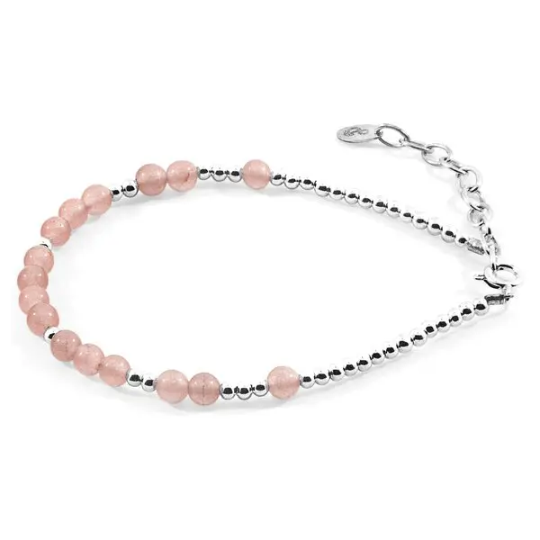 ANCHOR & CREW Silver / Pink Pink Agate Sienna Silver & Stone Bracelet - Silver/pink