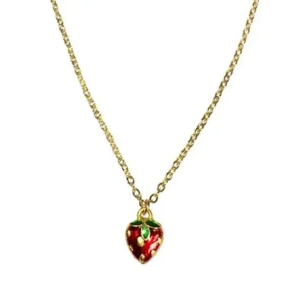 RACHEL NATHAN Gold / Red Strawberry Fields Necklace - Gold/red