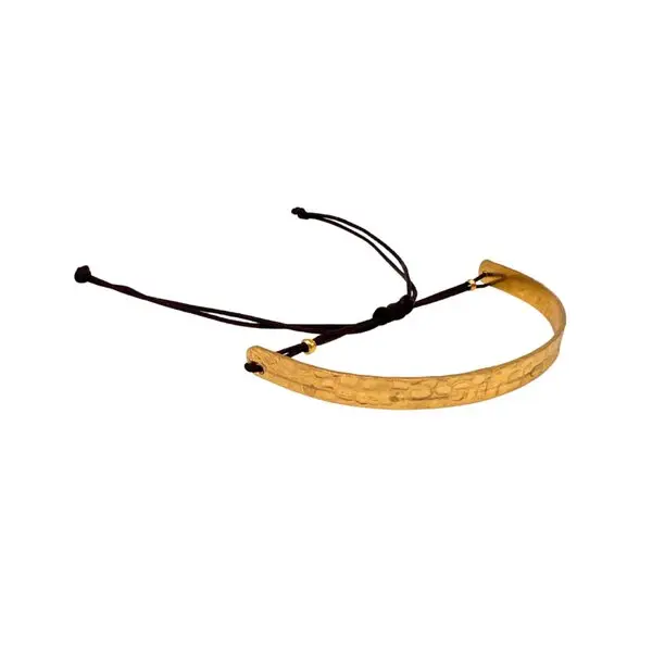 LES REINES Umber Elegance Hammered Bracelet 24k Gold Plated - Brown