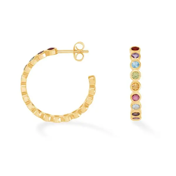 DOWER & HALL Large Tutti Frutti Hoops In Vermeil - Gold
