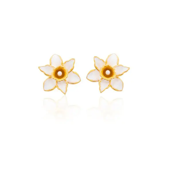 MILOU JEWELRY Daffodil Flower Earrings - White