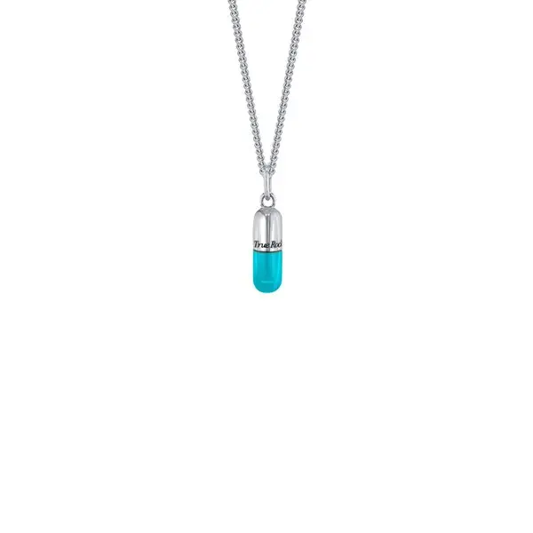 TRUE ROCKS Blue / Silver Sterling Silver & Turquoise Enamel Mini Pill Pendant - Blue/silver