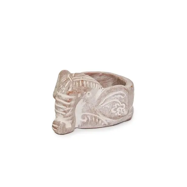 KORISSA Neutrals Terracotta Tea Light Candle Holder Elephant - Orange