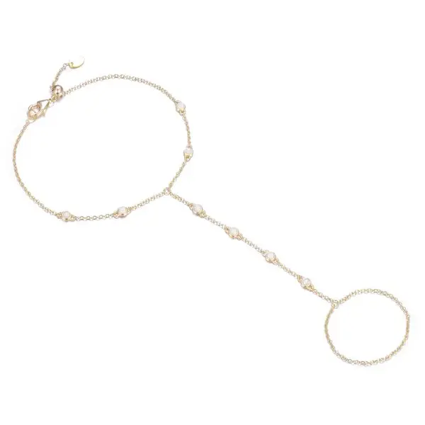 KAMARIA Eternal Line Hand Chain Bracelet With Opal - White