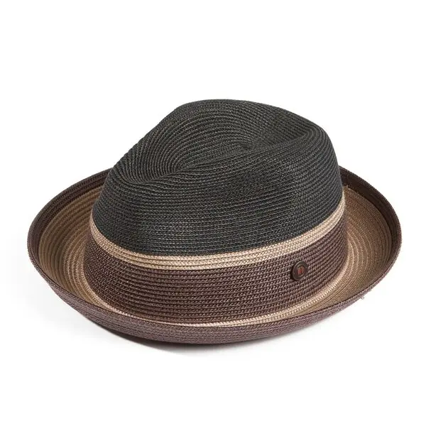 DASMARCA HATS Dasmarca Verona And Brown Summer Two Tone Straw Lightweight Fedora Hat For And - Black