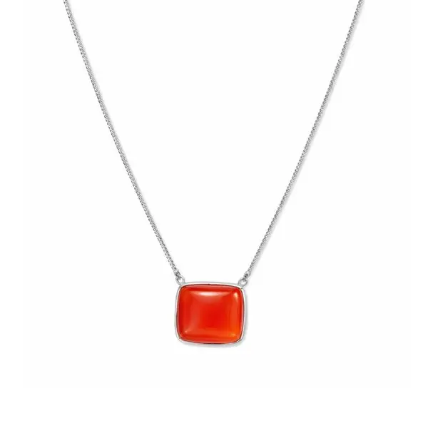 FV JEWELLERY La Stèle Carnelian & Silver Square Pendant Necklace - Red