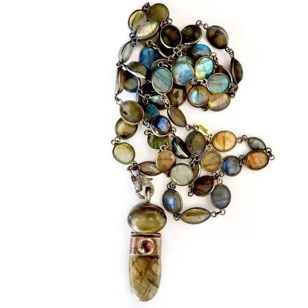 Persia Donà Jewelry Labradorite Dream Vintage Necklace - Gray/red