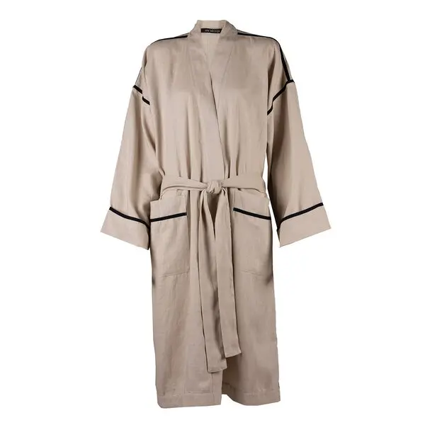 UNA BERZINA Neutrals Oversized Linen Kimono - Beige