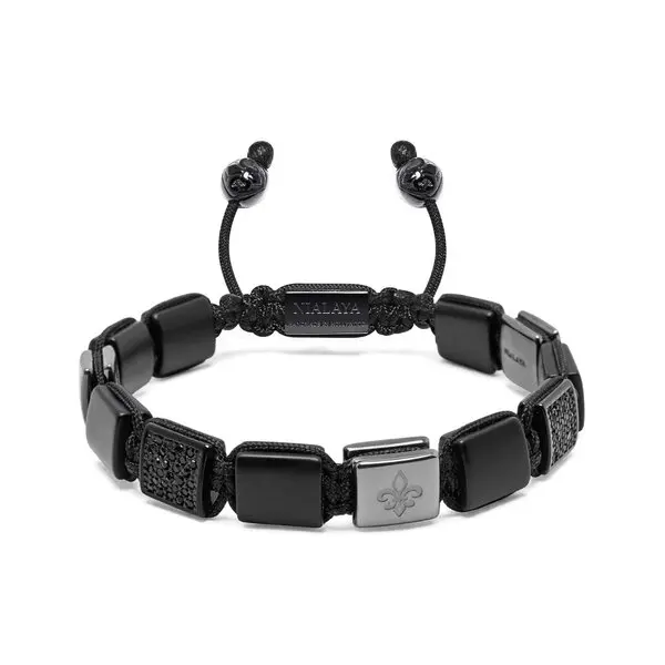 NIALAYA JEWELRY Matte Onyx Fleur Flatbead Bracelet