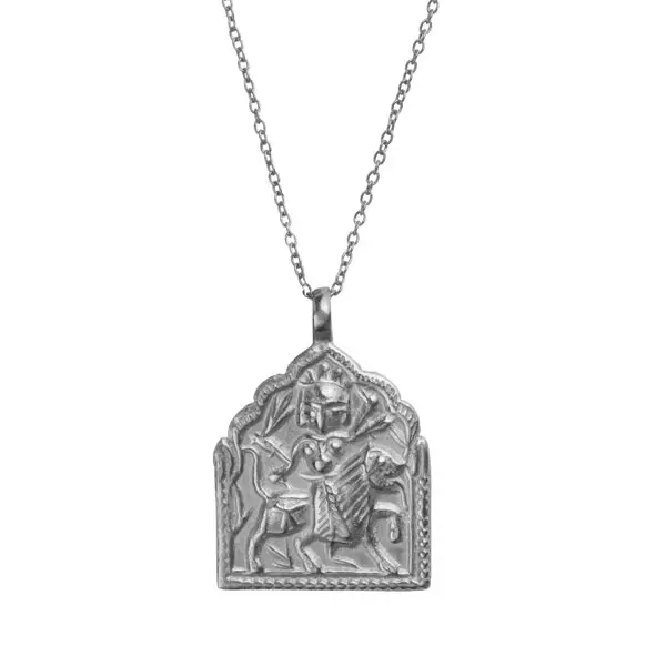 GODDESS CHARMS Warrior Goddess Necklace Set Durga - Silver