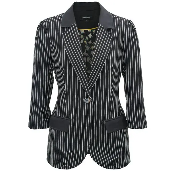 SMART AND JOY Bi-material Striped Jacket - Black
