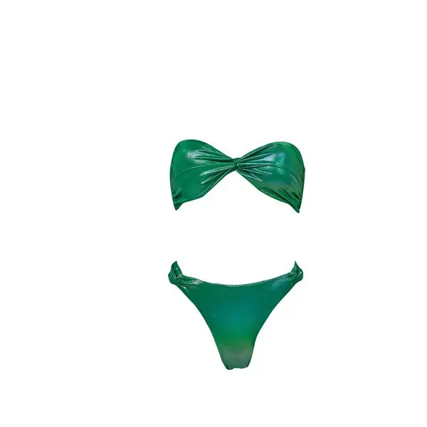 AULALA PARIS The Urban Twist Shiny Bandeau Bikini Oceanic - Green