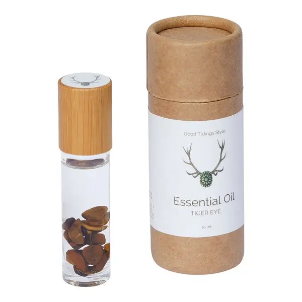GOOD TIDINGS STYLE Sanctuary Essential Oil Infused Crystal Roll-ons: Tiger Eye - Brown