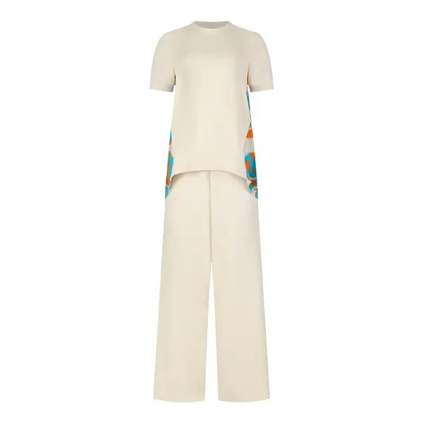 CLOTHES BY LOCKER ROOM Patterned-back Puff-sleeve Co-ord Set - White