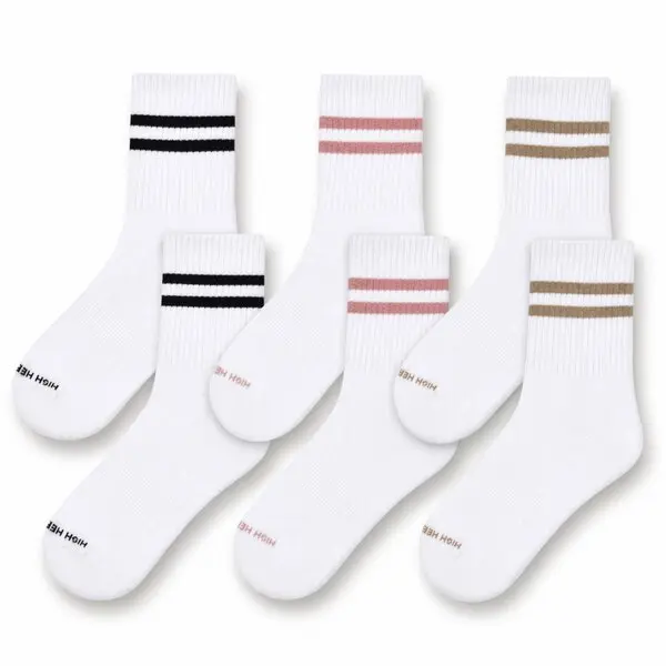 HIGH HEEL JUNGLE BY KATHRYN EISMAN Varsity Pilates Yoga Grip Socks 3 Pack - White
