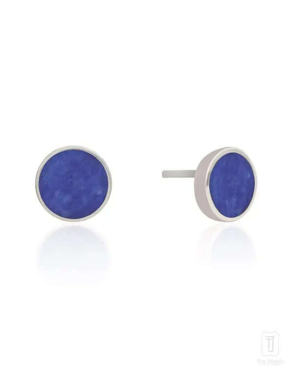 THE JEWELZ Blue / Silver / Neutrals Indigo Tide Lapis Silver Studs Earrings - Blue/silver