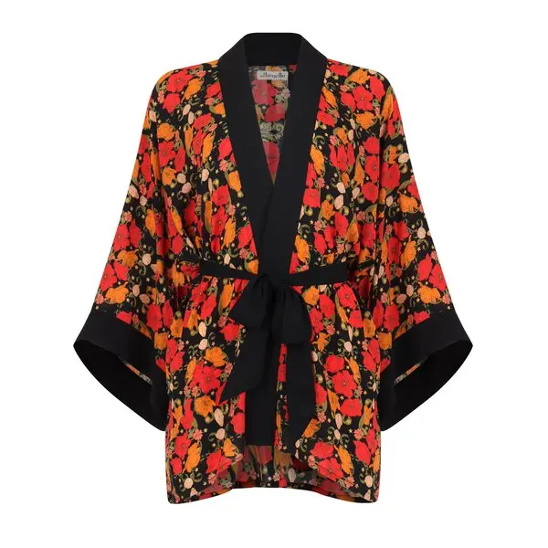 Henelle Black / Red Night Bloom Jacket - Black/red