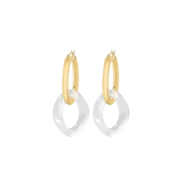 GOLD & HONEY And Lucite Curb Link Drop Hoop Earrings In Clear - Gold