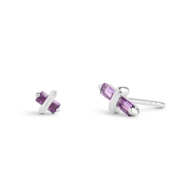 KASUN LONDON Candy Kiss Earrings February Amethyst - Silver