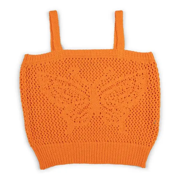 GIGI KNITWEAR Butterfly Cotton Knit Tank Top - Orange