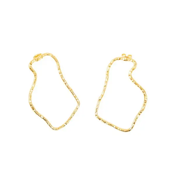LES REINES Pure Grace Hammered Earrings 24k Plated - Gold