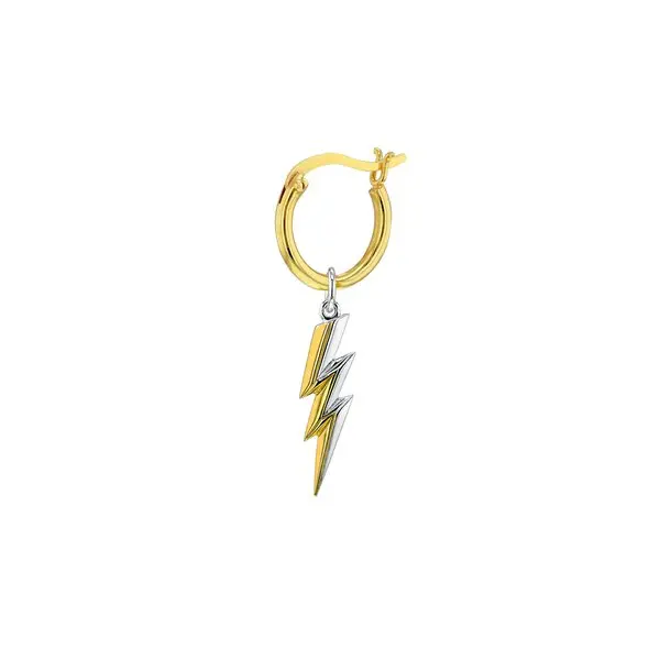 TRUE ROCKS 18kt Plated & Sterling Silver Bolt Charm On Hoop - Gold