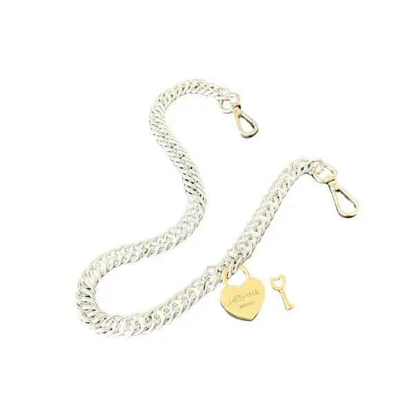 HILO DE MAR Hand-made Chain With Padlock And Key Medium Size - Silver
