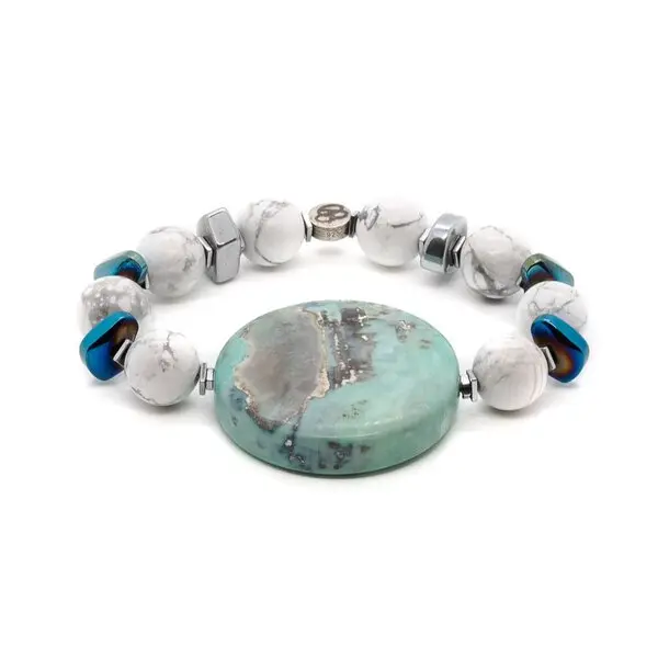EBRU JEWELRY Blue / White Chunky Ocean Beaded Bracelet - Blue/white