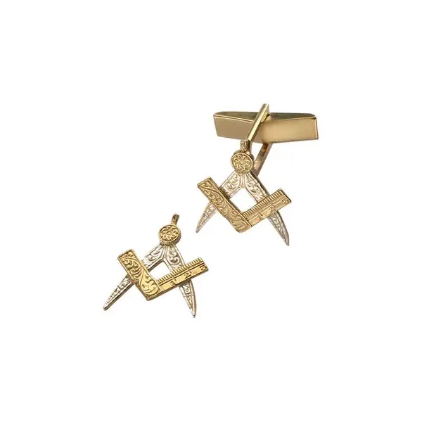 SIMON KEMP JEWELLERS Masonic Cufflinks Eighteen Carat Gold On - Silver