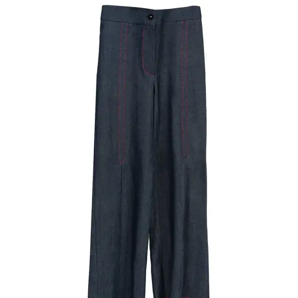 RONDOOZ Handmade Denim Pants With Side Slit
