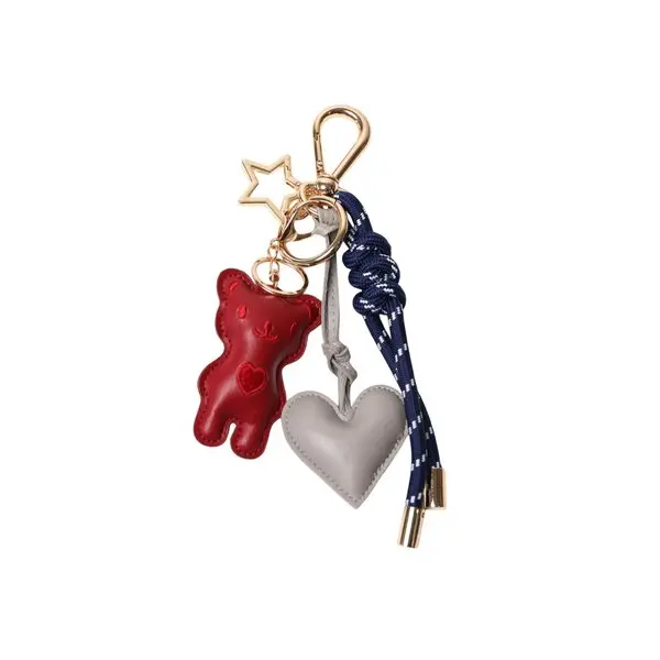 POP UPS BRAND Key Chain Deep With Charms Grey Heart And Red Teddy - Blue