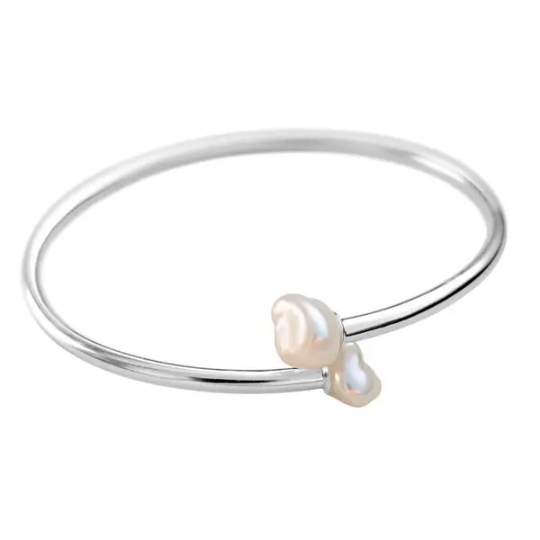 KIRI & BELLE Tori Flexible Pearl Sterling Bangle - Silver