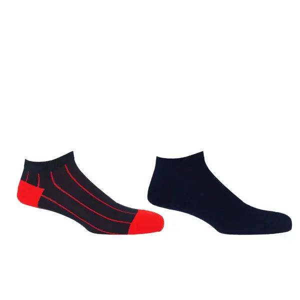 PEPER HAROW - MADE IN ENGLAND Pin Stripe Navy & Classic Royal Navy Trainer Socks Bundle - Blue