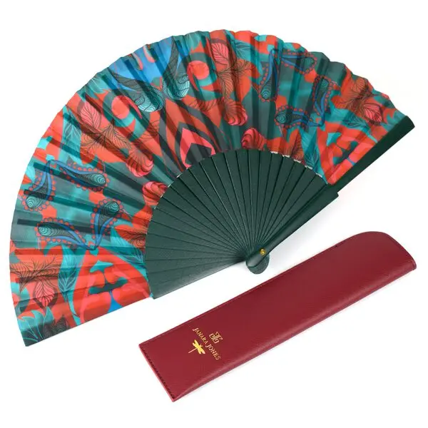 JANARA JONES Autumn Paisley Hand Fan - Green