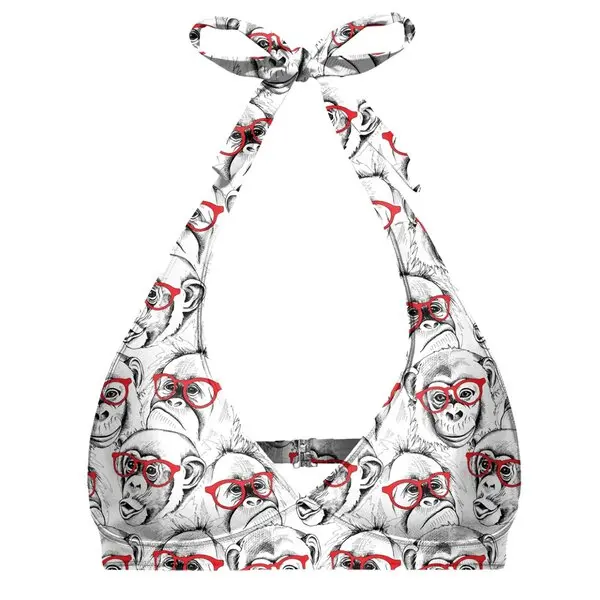 ALOHA FROM DEER White / Red Cheeky Monkey Halter Neck Bikini Top - White/red