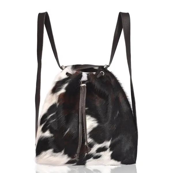 OWEN BARRY Cowhide Backpack/shoulder Bag Tricolour Whiteblack Mathilde - Brown