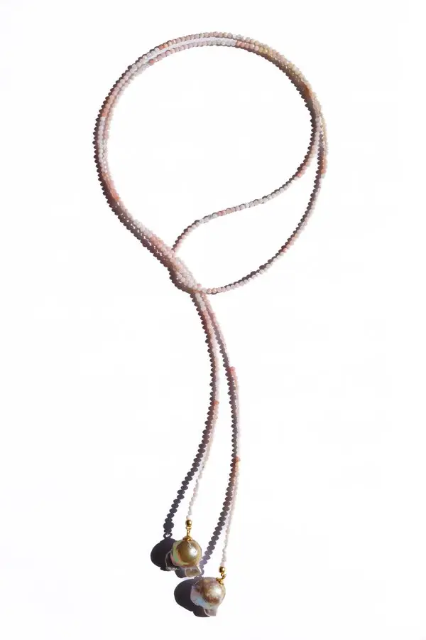 THE LINK BETWEEN Celestina Baroque Drop Opal Open Ended Necklace Lariat - Gold
