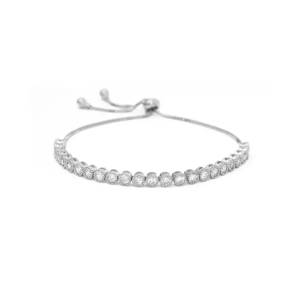SHABELLA NYC Circle Tennis Adjustable Bracelet - Silver