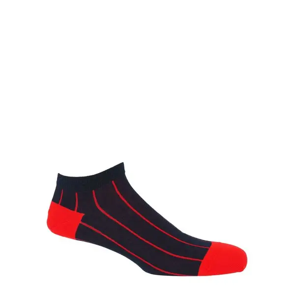 PEPER HAROW - MADE IN ENGLAND Pin Stripe Trainer Socks – Navy - Blue