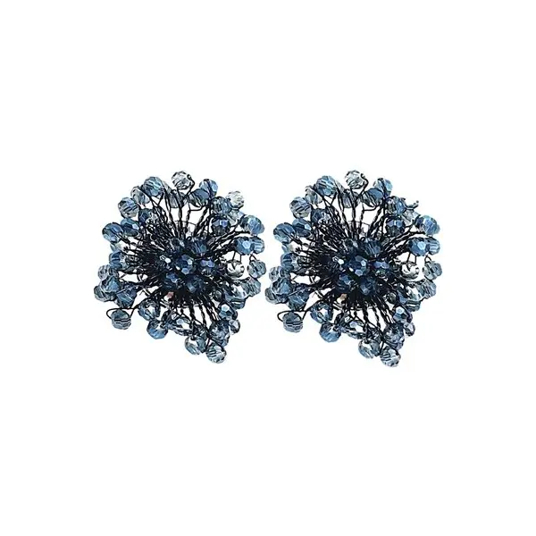 Fairchild Baldwin Button Earrings Denim - Blue