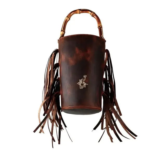 F3ROG BY RANA Fringe Crossbody Bucket Bag - Brown