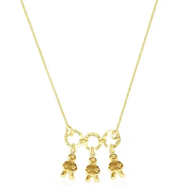 UNALOE 18k Vermeil Hammered Baby Charms Necklace - Gold