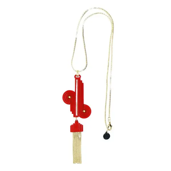 GISSA BICALHO Handmade Acrylic Necklace Pendant Verner - Red