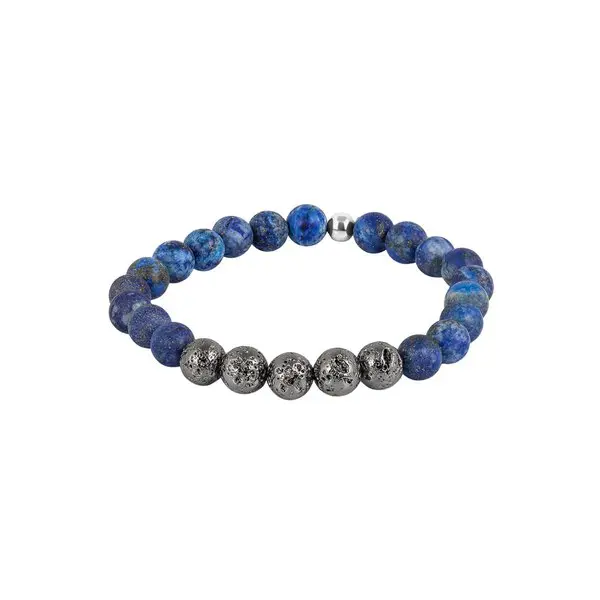 Tateossian Silver / Blue Vesuvius Bracelet In Ip Plated Stainless Steel With Lapis - Silver/blue