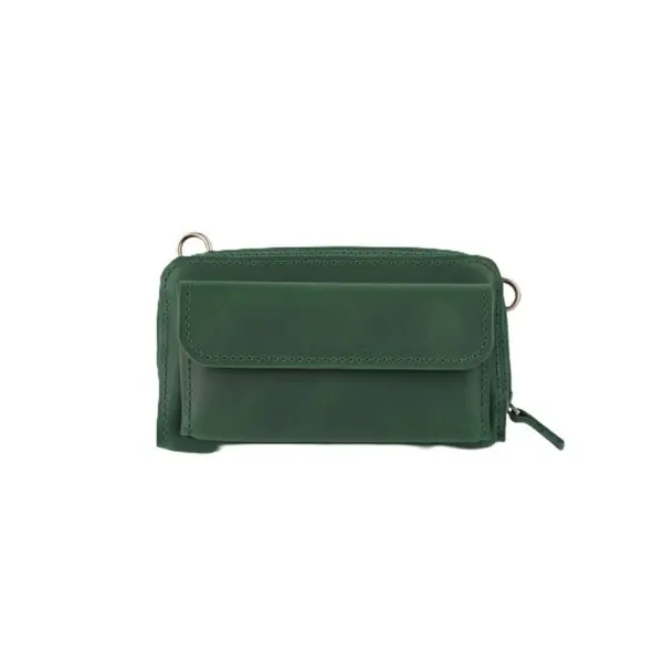 SPRINGMOONATELIER Handmade Deep Leather Crossbody Bag - Green