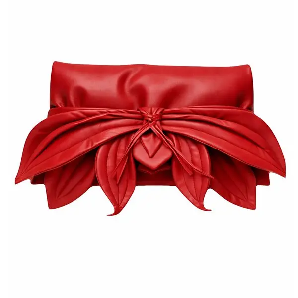 JULIA ALLERT Petal Faux Leather Evening Clutch Bag - Red
