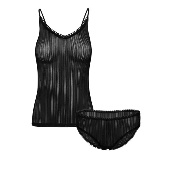 OH!ZUZA NIGHT&DAY Underwear Set Camisole Top & Briefs - Black