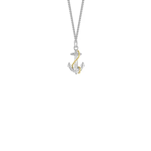 TRUE ROCKS Mini Anchor Pendant Sterling With 18kt Gold-plate Detail - Silver